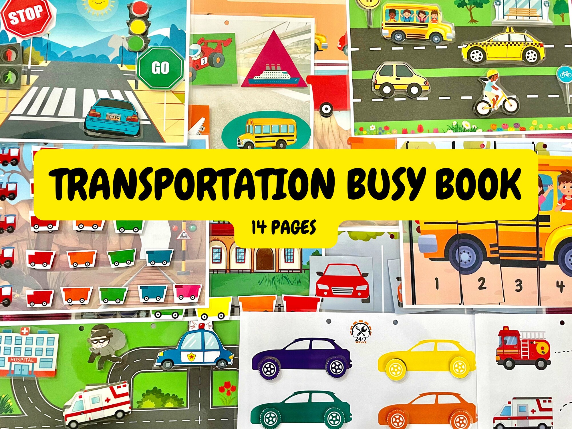 Busy Book for Toddler Transportation Theme, Preschool Children Activity ...