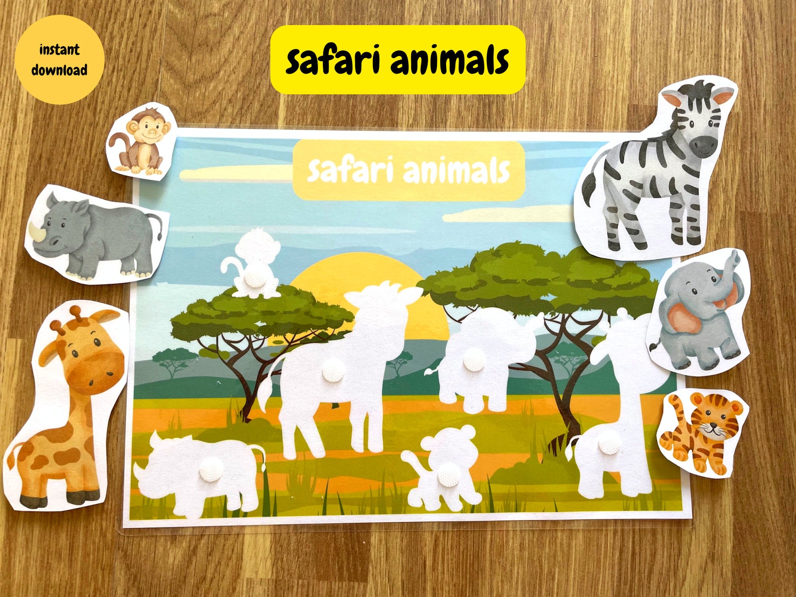 Animal Shadow Matching Activity Toddler Busy Book Quiet - Etsy