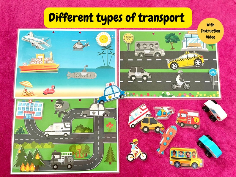 Busy Book for Toddler Transportation Theme, Preschool Children Activity ...