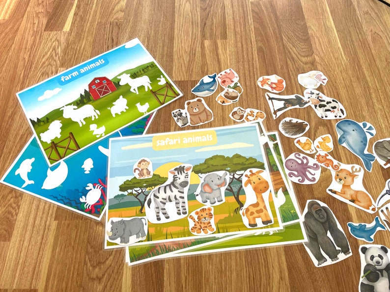 Animal Shadow Matching Activity Toddler Busy Book Quiet - Etsy