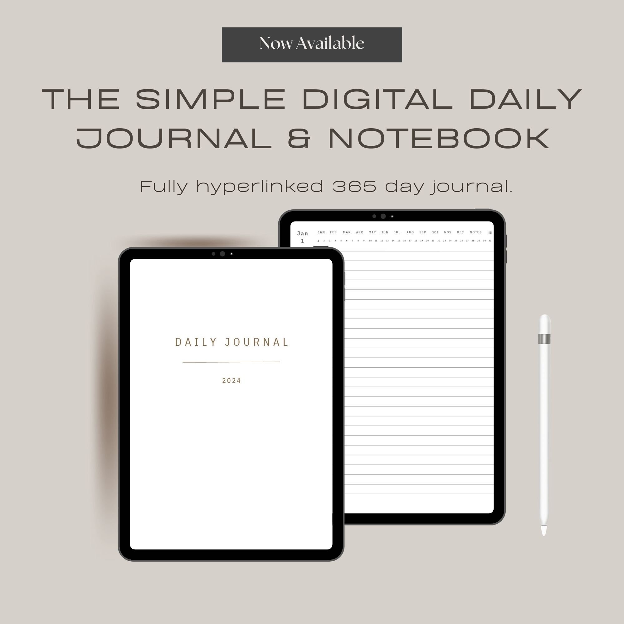 Simple Digital Daily Journal & Notebook, Goodnotes, Daily Pages, Index ...