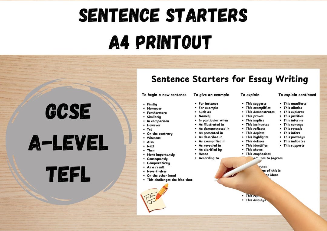 Sentence Starters Poster (for Gcses, Uni Students, Teachers) - Etsy