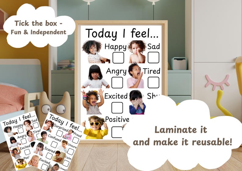 Printable Emotions Chart for Toddlers – "today I Feel" Feelings Poster ...