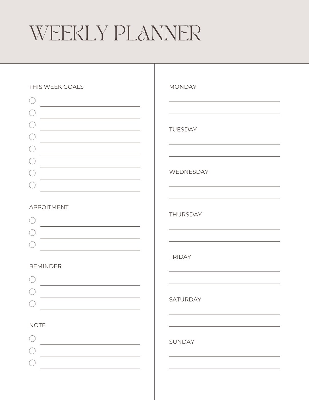 Weekly Planner PDF - Etsy
