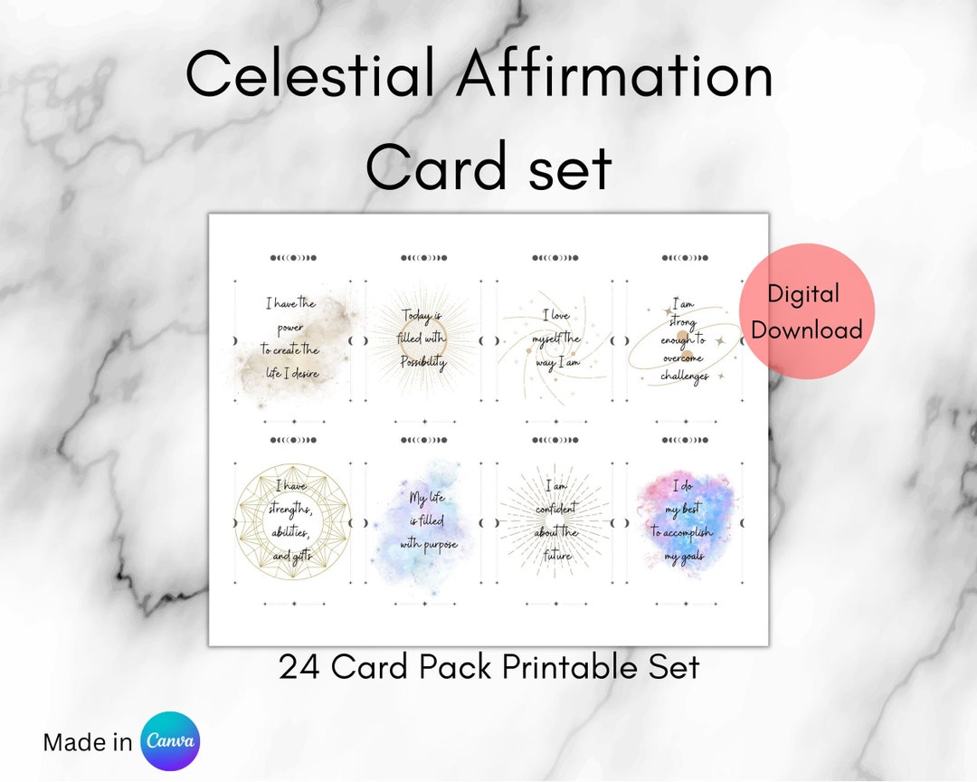 Celestial Affirmation Cards, Digital Download, Mindfulness, Positive ...
