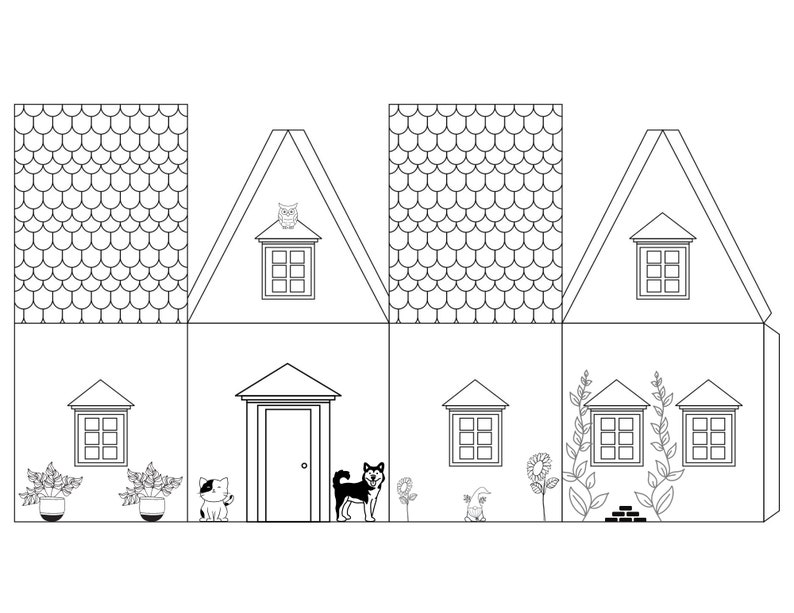 Paper Houses Printable Sheets, Instant Download, Color, Cut and Create ...