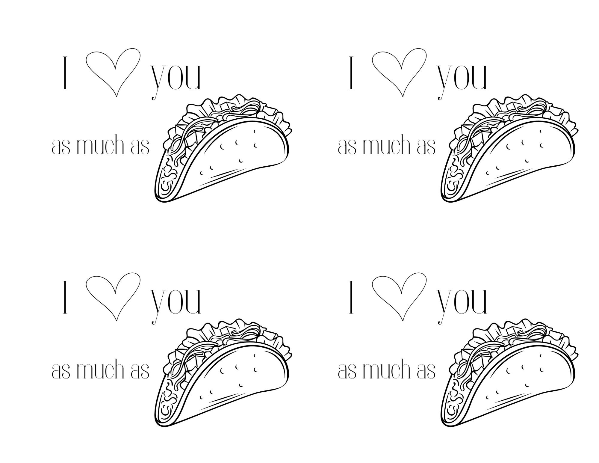 Taco Love Valentine (notecard) - Etsy