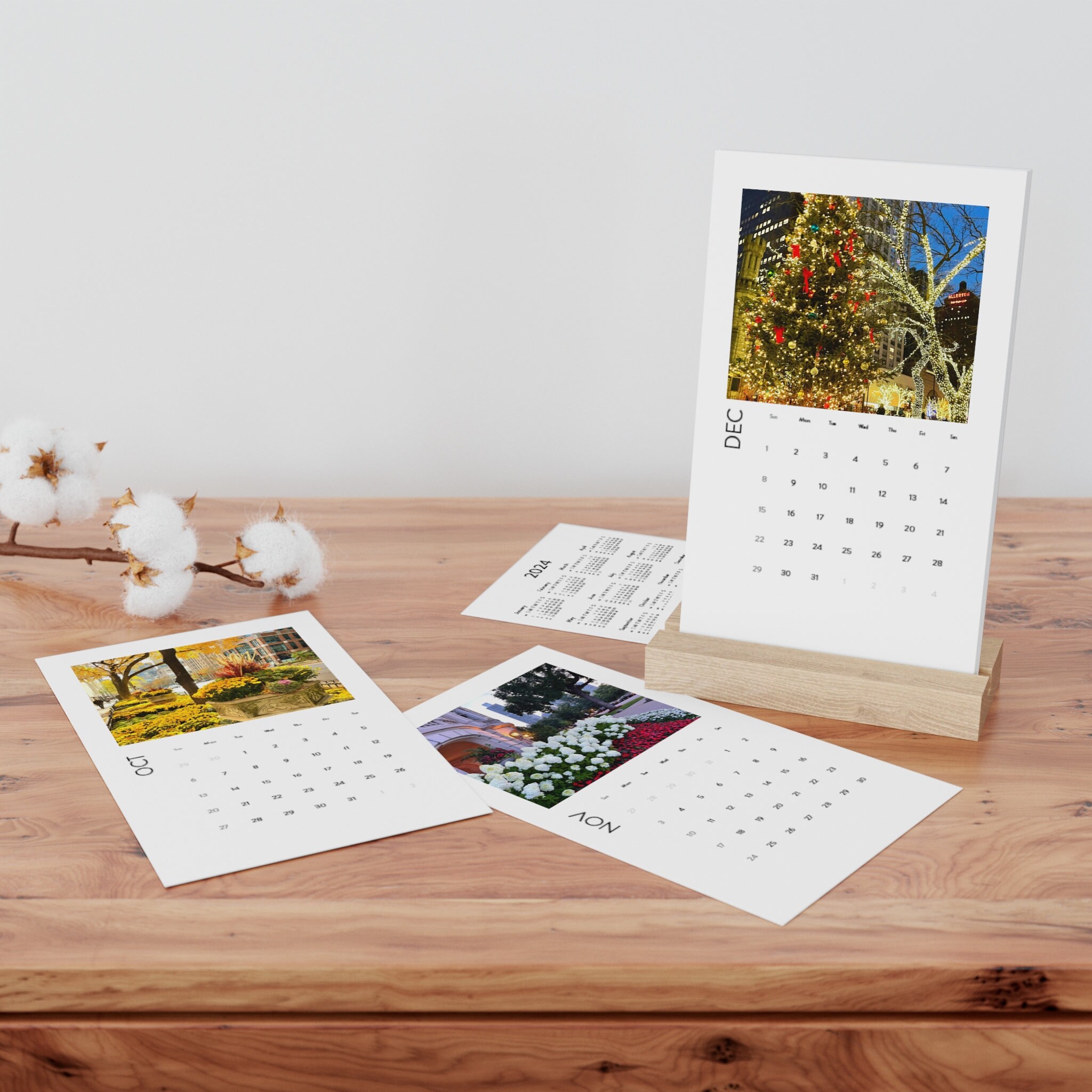 Vertical Desk Calendar 2024 City Living, Chicago Blooms and Skyline ...