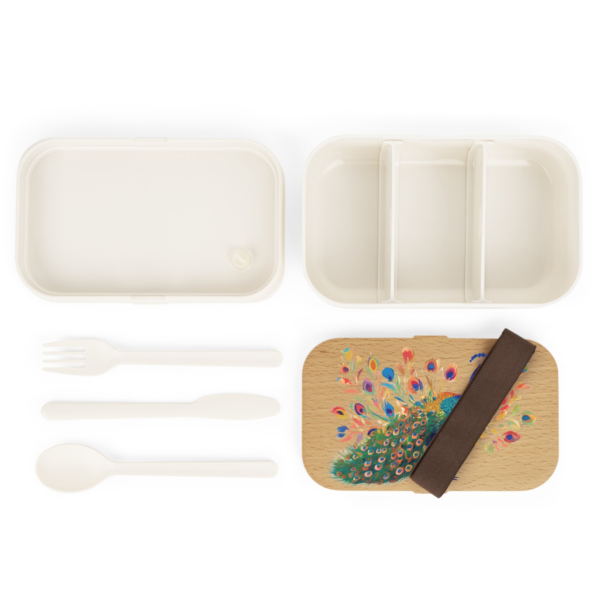 Majestic Peacock Bento Box, Bento Lunch Box, Sac Bento Wooden Cover BPA ...