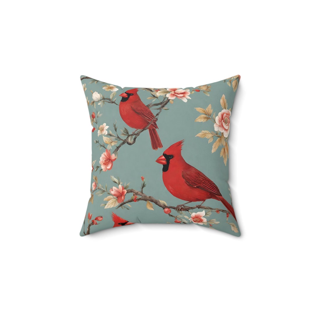 Charming Red Cardinal Pillow, Square Throw Pillow, Home Gift Accent ...