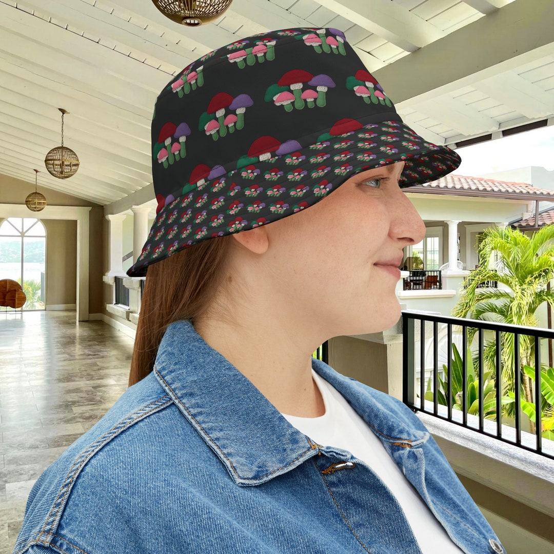 Mushroom Bucket Hat Print Sun Hat Beach Hat Mens Bucket Hat Pattern ...