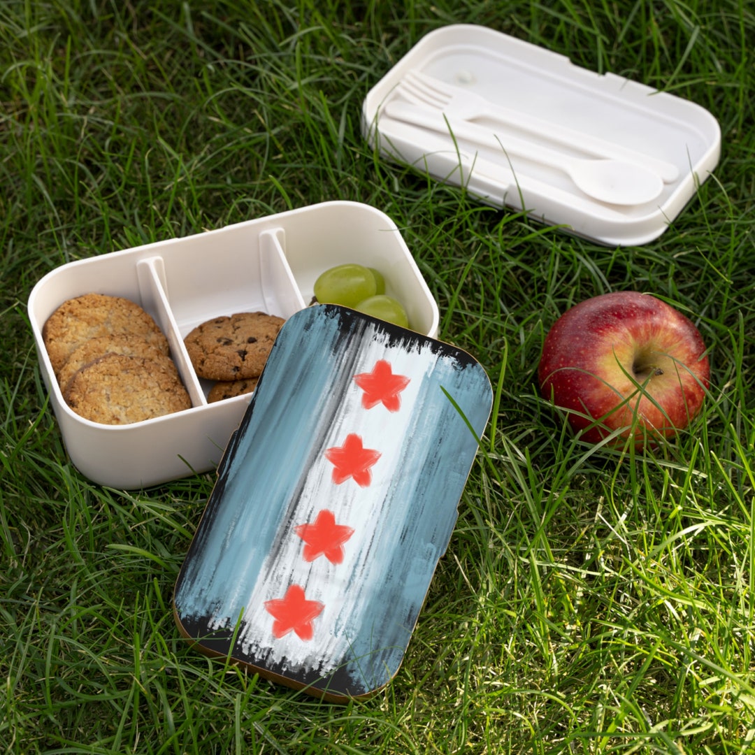 Chicago Flag Bento Box, Bento Lunch Box, Sac Bento Wooden Cover BPA ...