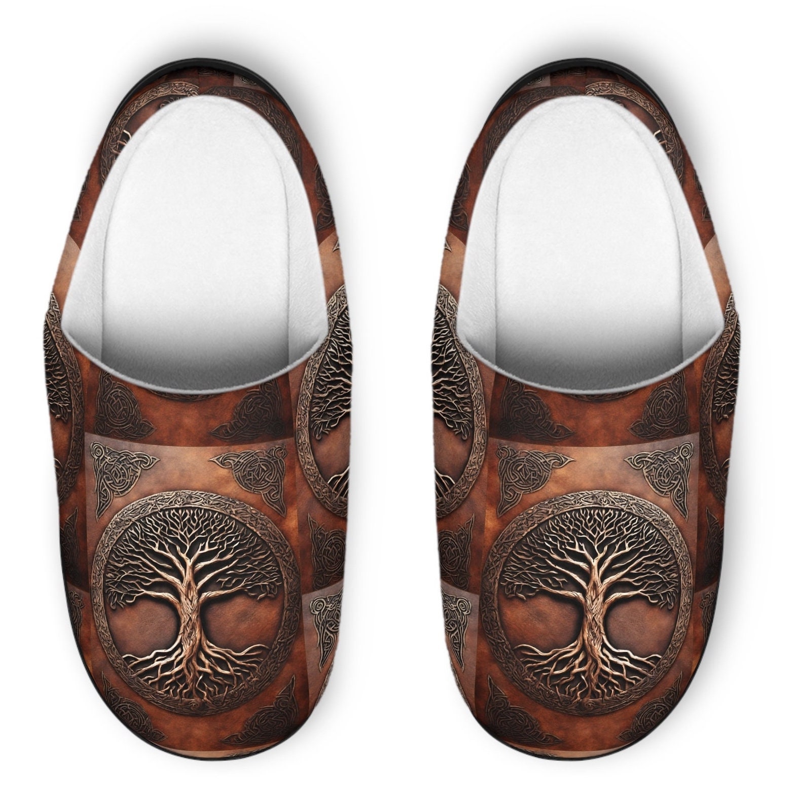 Ancient Tree of Life Slippers Men Brown, Best Gifts for Him, Viking Men ...