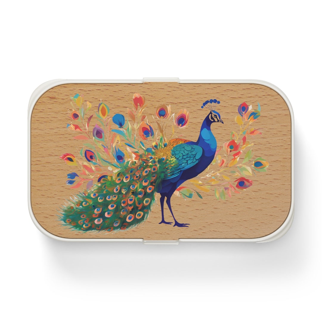 Majestic Peacock Bento Box, Bento Lunch Box, Sac Bento Wooden Cover BPA ...