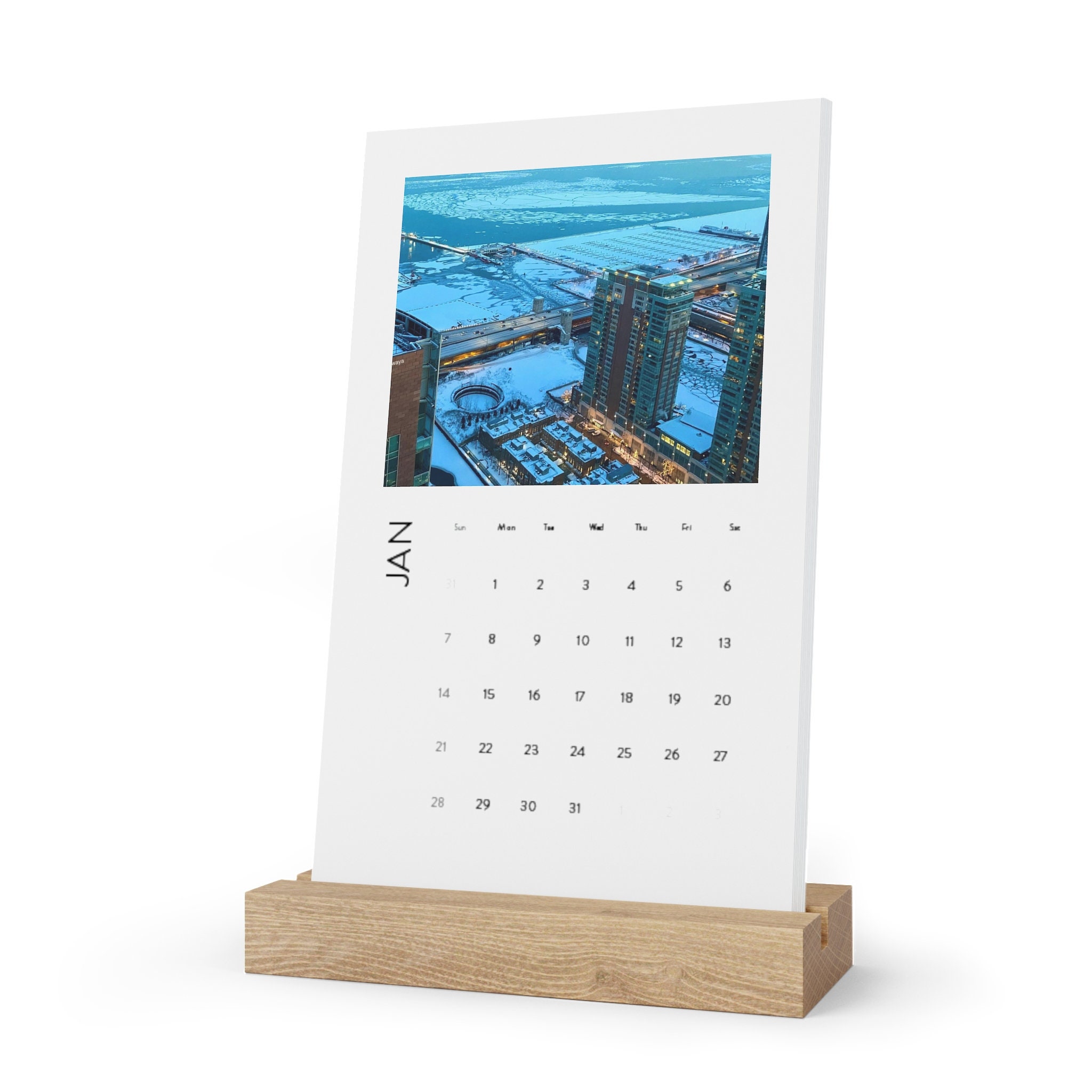 Vertical Desk Calendar 2024 City Living, Chicago Blooms and Skyline ...