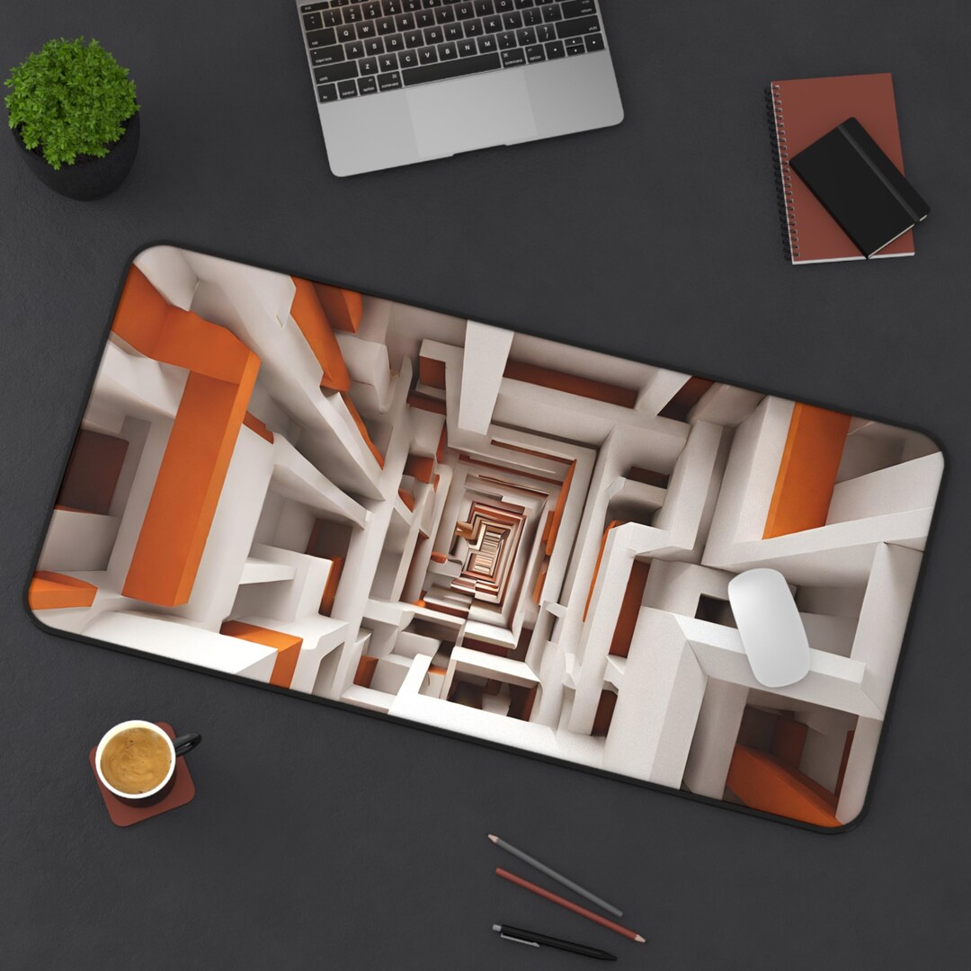Vertigo Maze Desk Mat Aesthetic Geometric Custom Desk Pad Modern Gaming ...