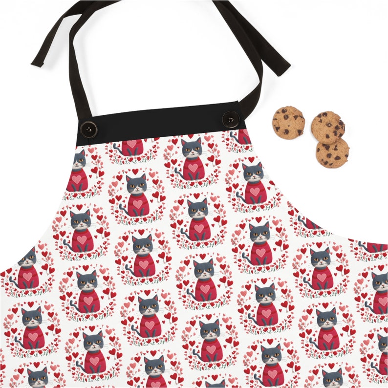 Cottagecore Cat Valentine Apron, PRINT, Cooking Apron, Kitchen Apron ...