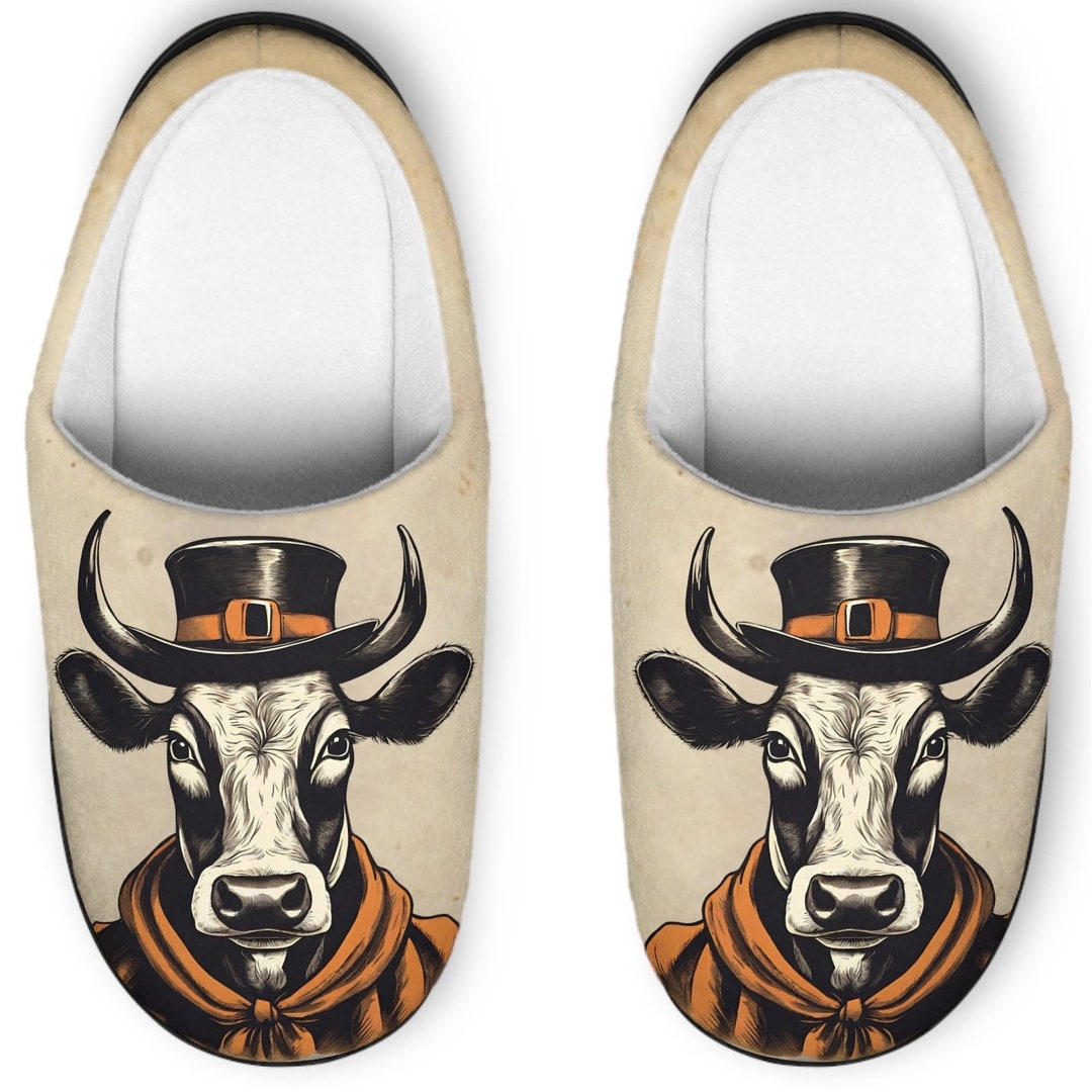 Halloween Cow Slippers Men, Highland Cow Slippers Indoor Slippers Men ...
