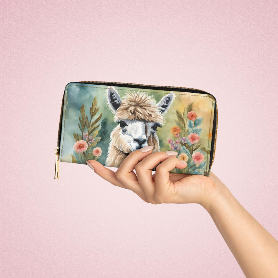 Alpaca Zipper Wallet Cottagecore Women Purse, Travel Clutch Unique ...