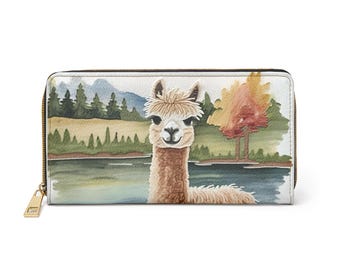Alpaca Zipper Wallet Cottagecore Women Purse, Travel Clutch Unique ...