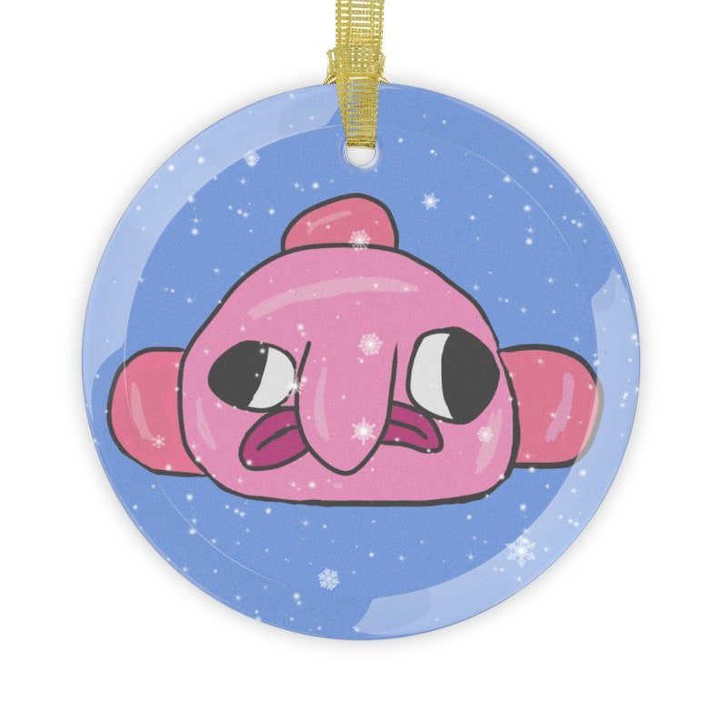 Cute Blobfish Ornament, Glass Ornament, Christmas Gift, Holiday Decor ...