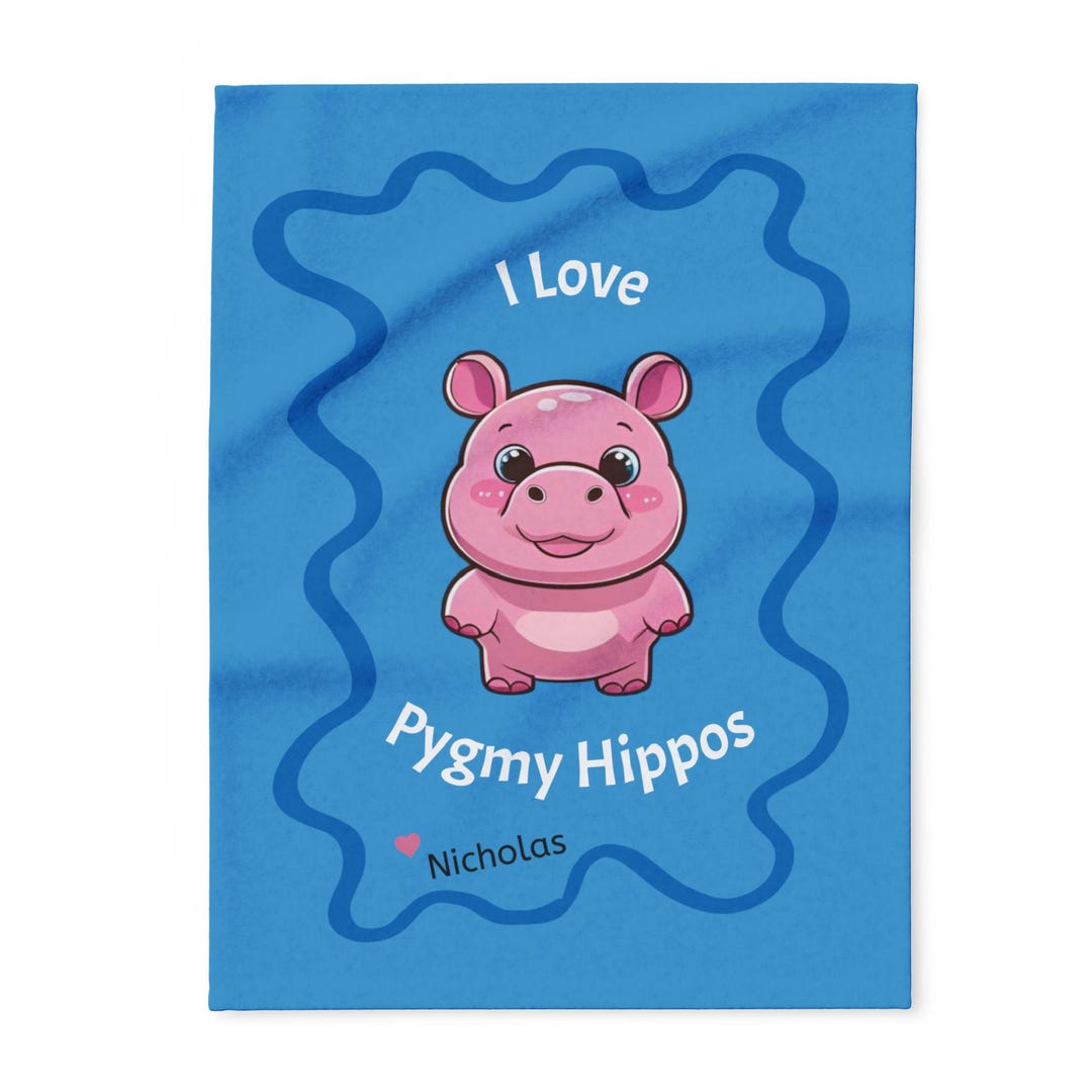 I Love Pygmy Hippos Fleece Blanket, Cozy Animal Lovers Unique Soft ...