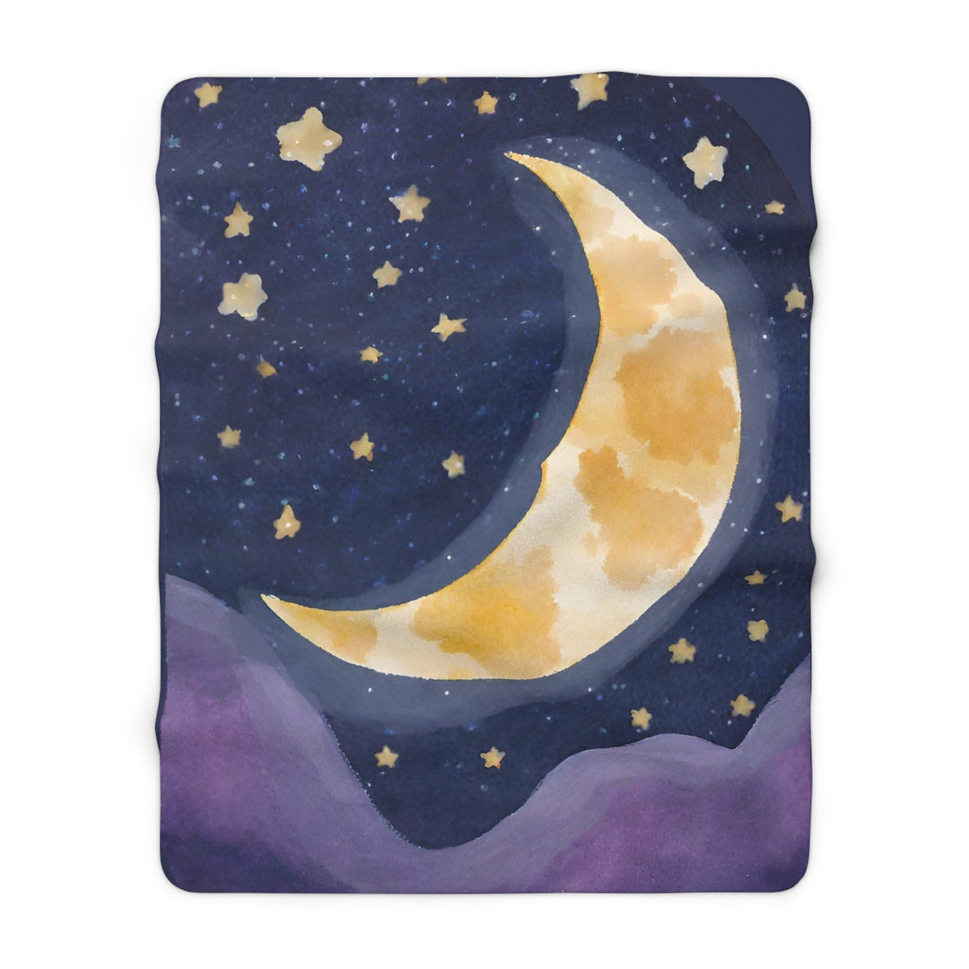 Cozy Celestial Moon Blanket 60 X 80 in Soft Sherpa Fleece Blanket ...