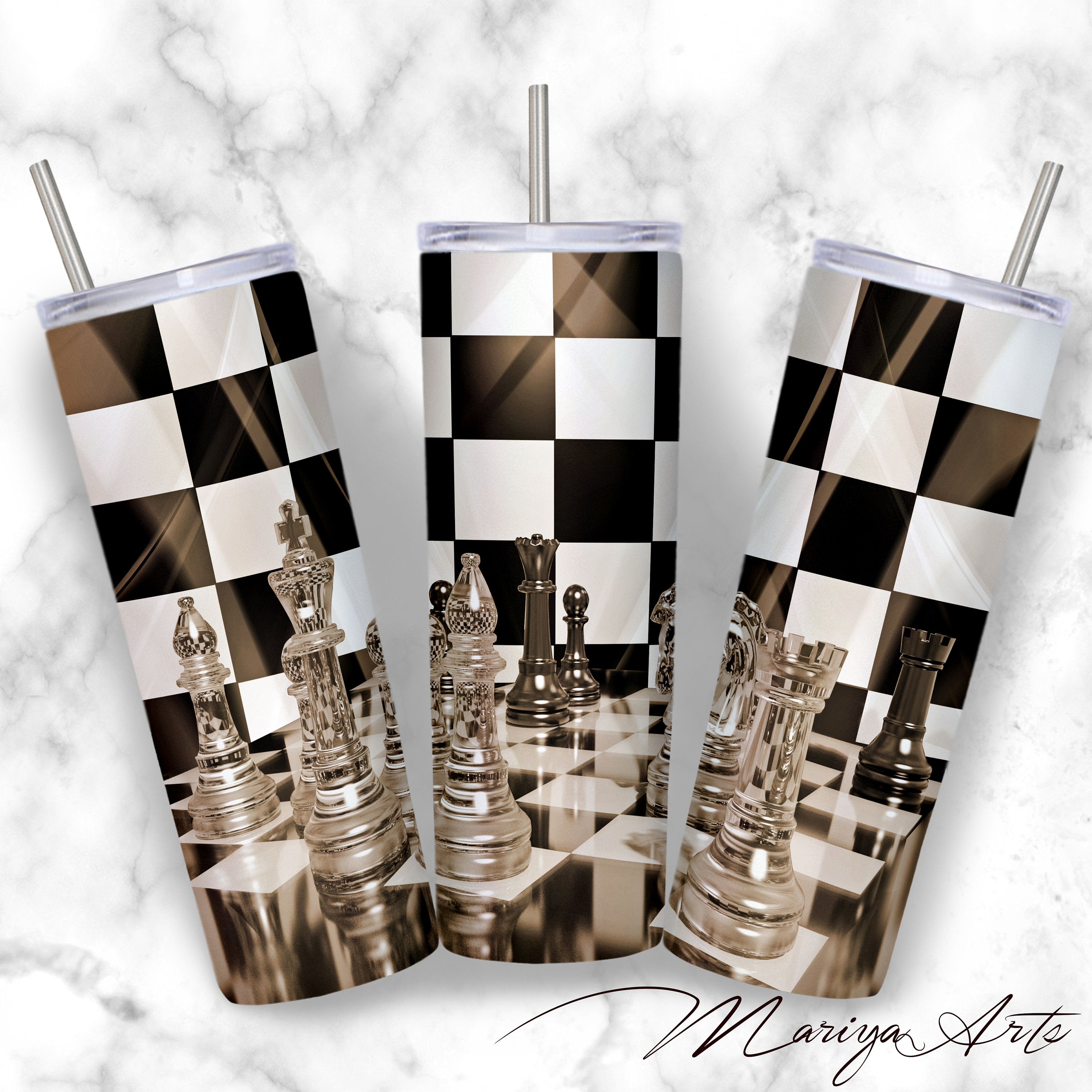 Chess Tumbler Wrap PNG Board Game Chess Seamless 20oz Skinny Tumbler ...