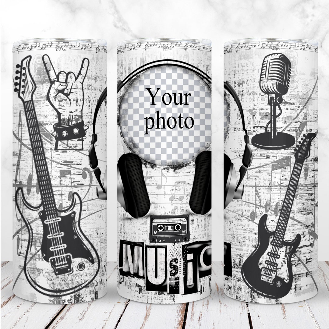 Rock Music Tumbler Wrap PNG Photo Collage Skinny Tumbler Guitar ...