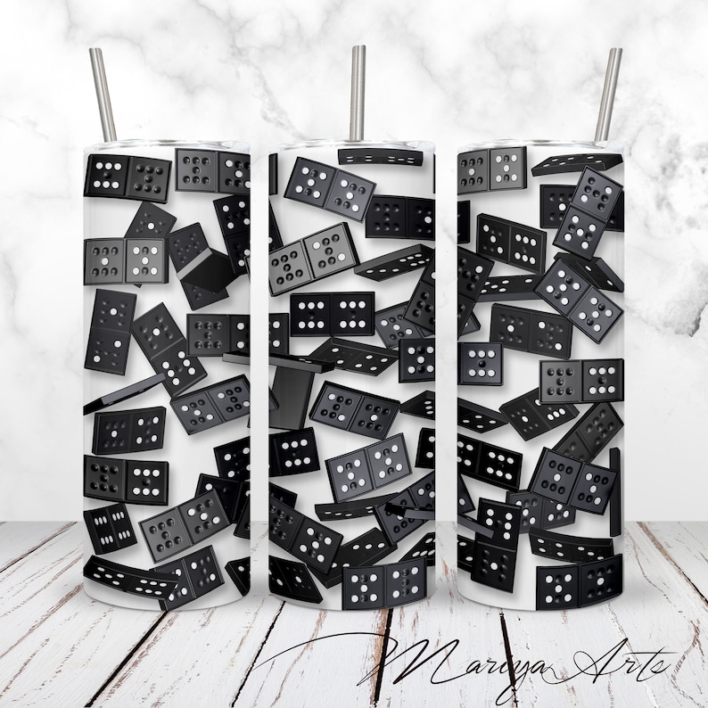 Dominos Tumbler Wrap PNG 20oz Skinny Tumbler 3D Falling Dominoes Domino ...