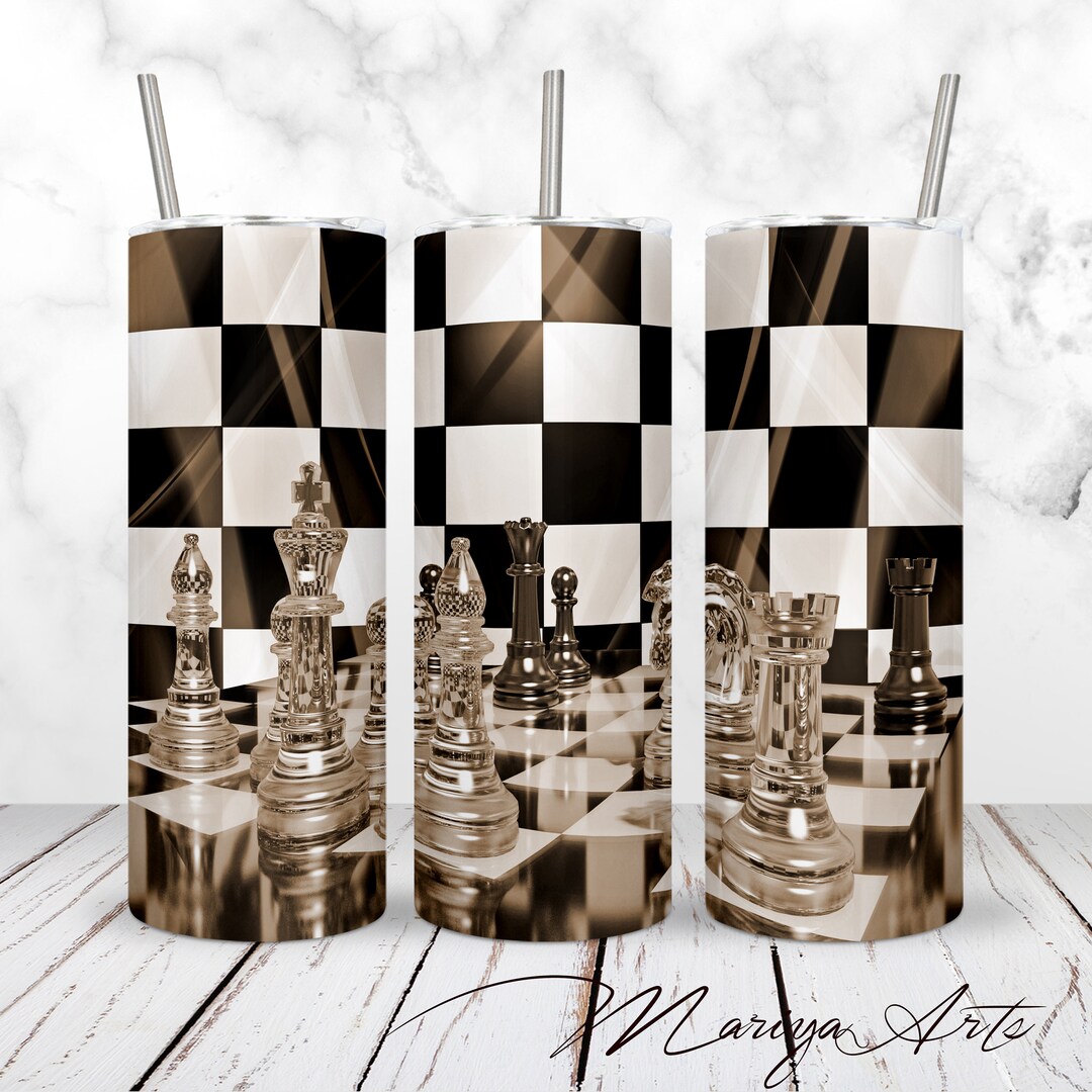 Chess Tumbler Wrap PNG Board Game Chess Seamless 20oz Skinny Tumbler ...