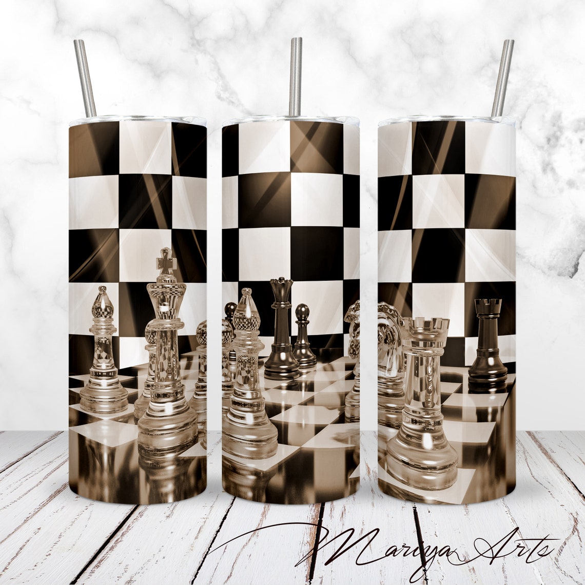 Chess Tumbler Wrap PNG Board Game Chess Seamless 20oz Skinny Tumbler ...