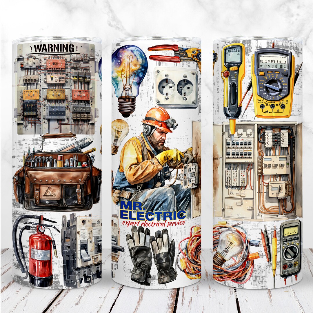 Electrician Tumbler Wrap PNG 20oz Skinny Tumbler Electrical Life ...