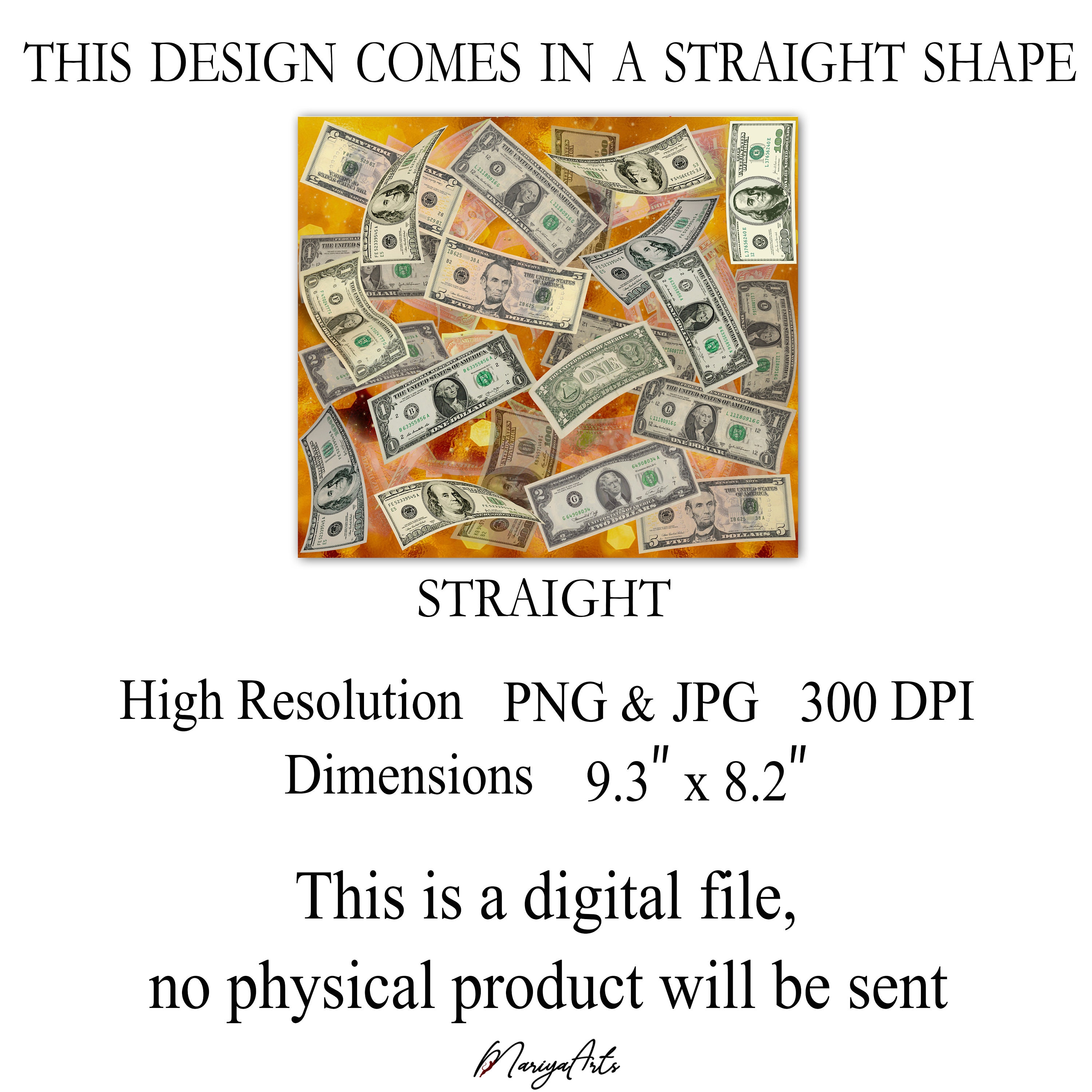 Money Tumbler Wrap PNG 20oz Skinny Tumbler Dollars Sublimation Design ...