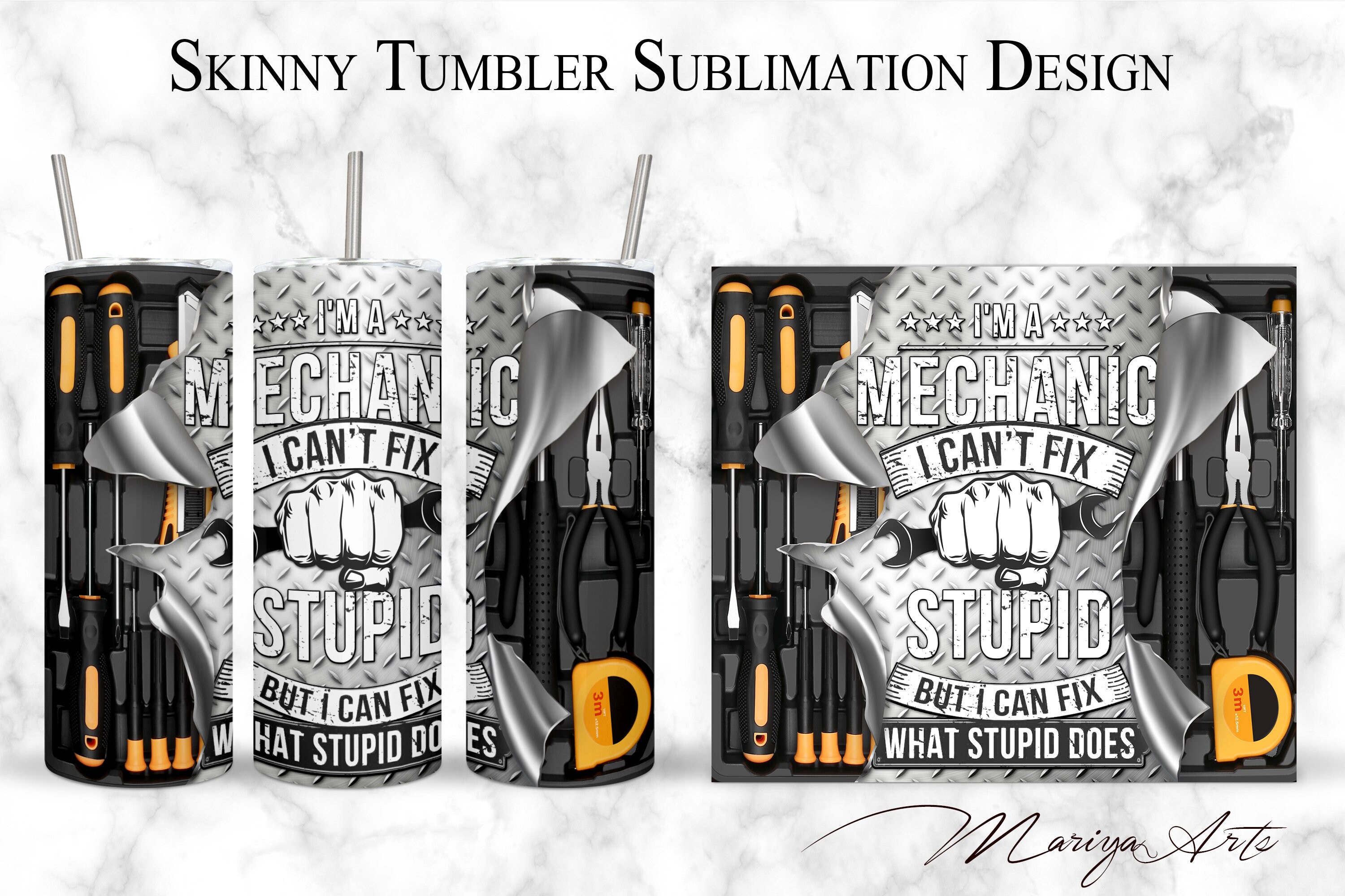 Mechanic Tool Box Tumbler Wrap 20 Oz Skinny Tumbler I'm a Mechanic ...
