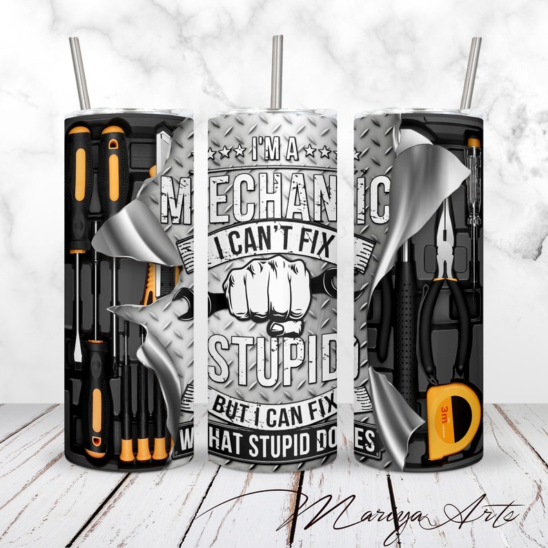 Mechanic Tool Box Tumbler Wrap 20 Oz Skinny Tumbler I'm a Mechanic ...