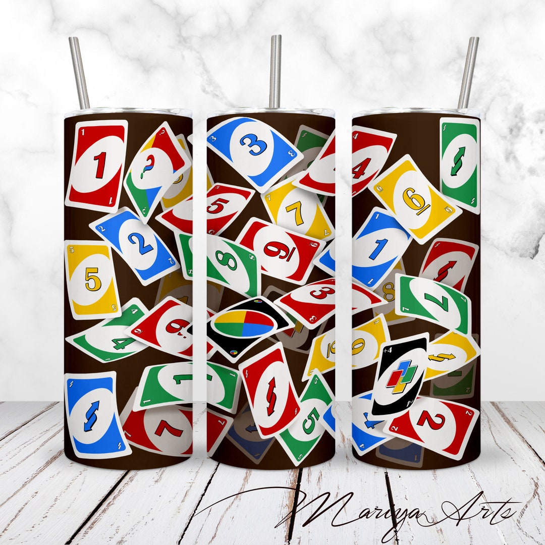 Card Game UNO Tumbler Wrap PNG 20oz Skinny Tumbler Game Playing Cards ...