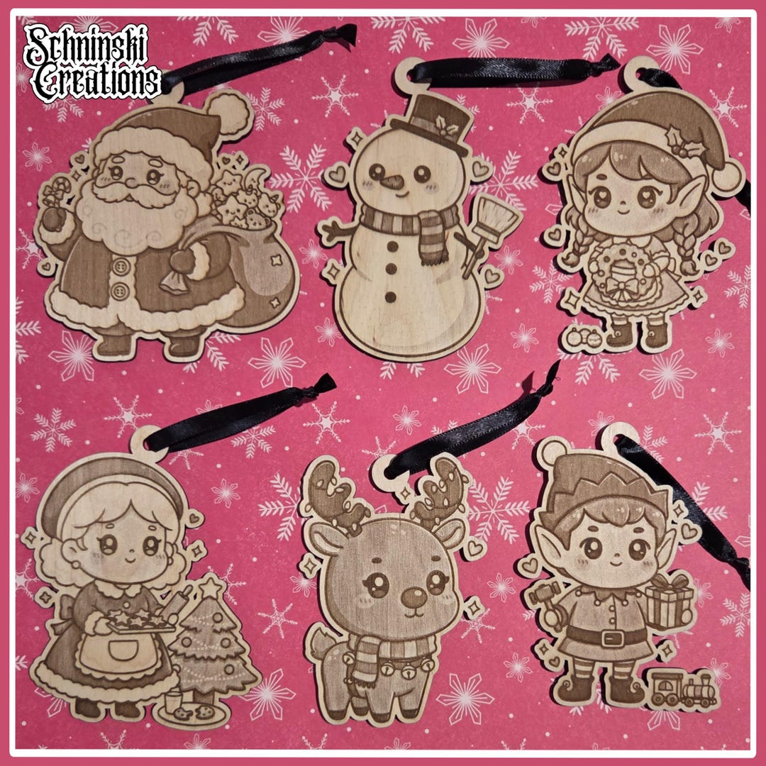 Kawaii Christmas Ornaments - Set of 6 - Etsy