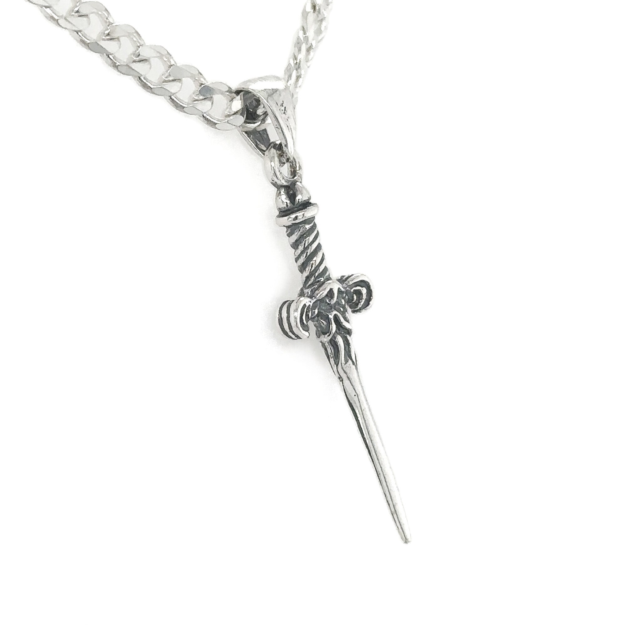 Sterling Silver Sword Necklace - Viking Sword Necklace, Sword Pendant ...