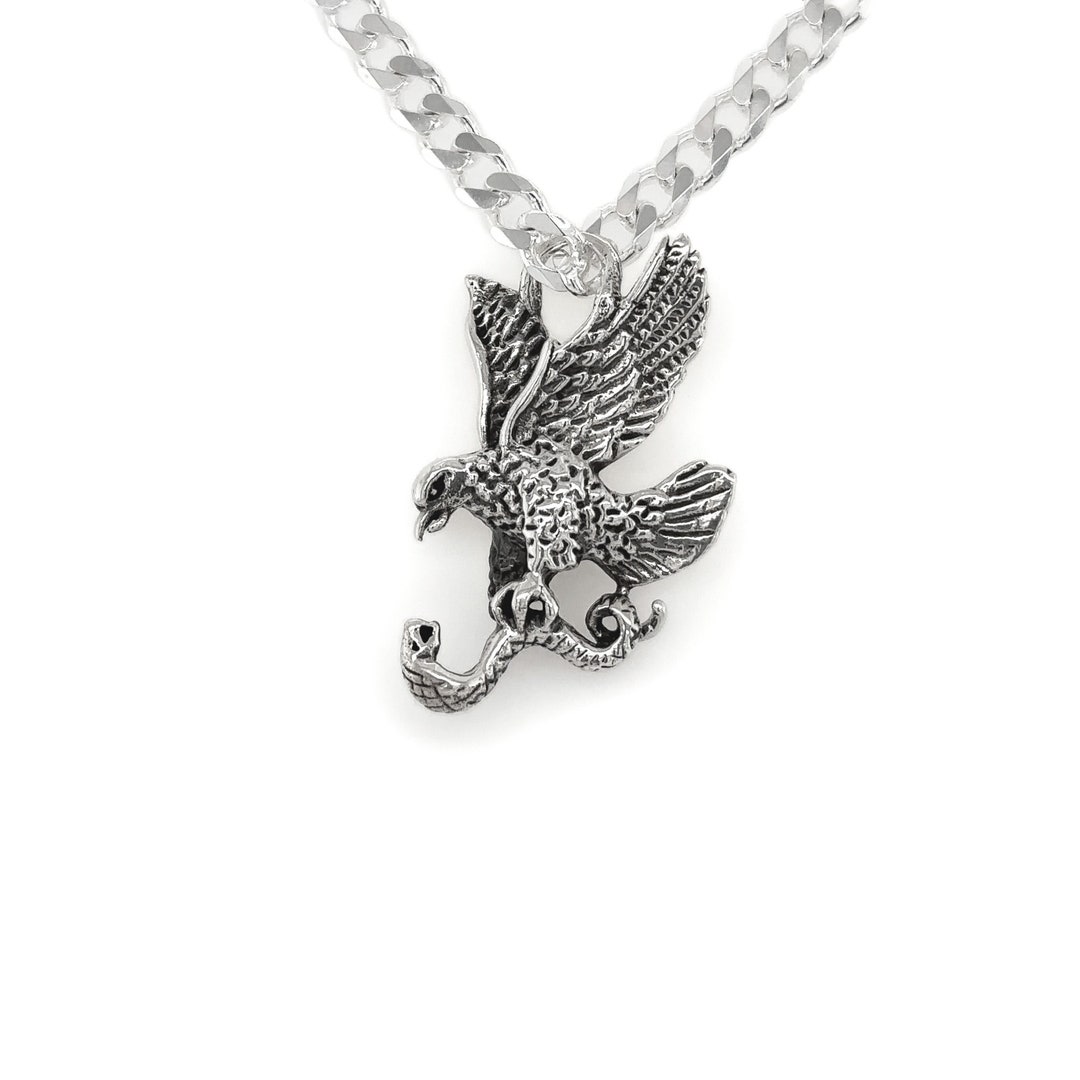 Silver Eagle Necklace Snake Wild Animal Yin and Yang Necklace, American ...