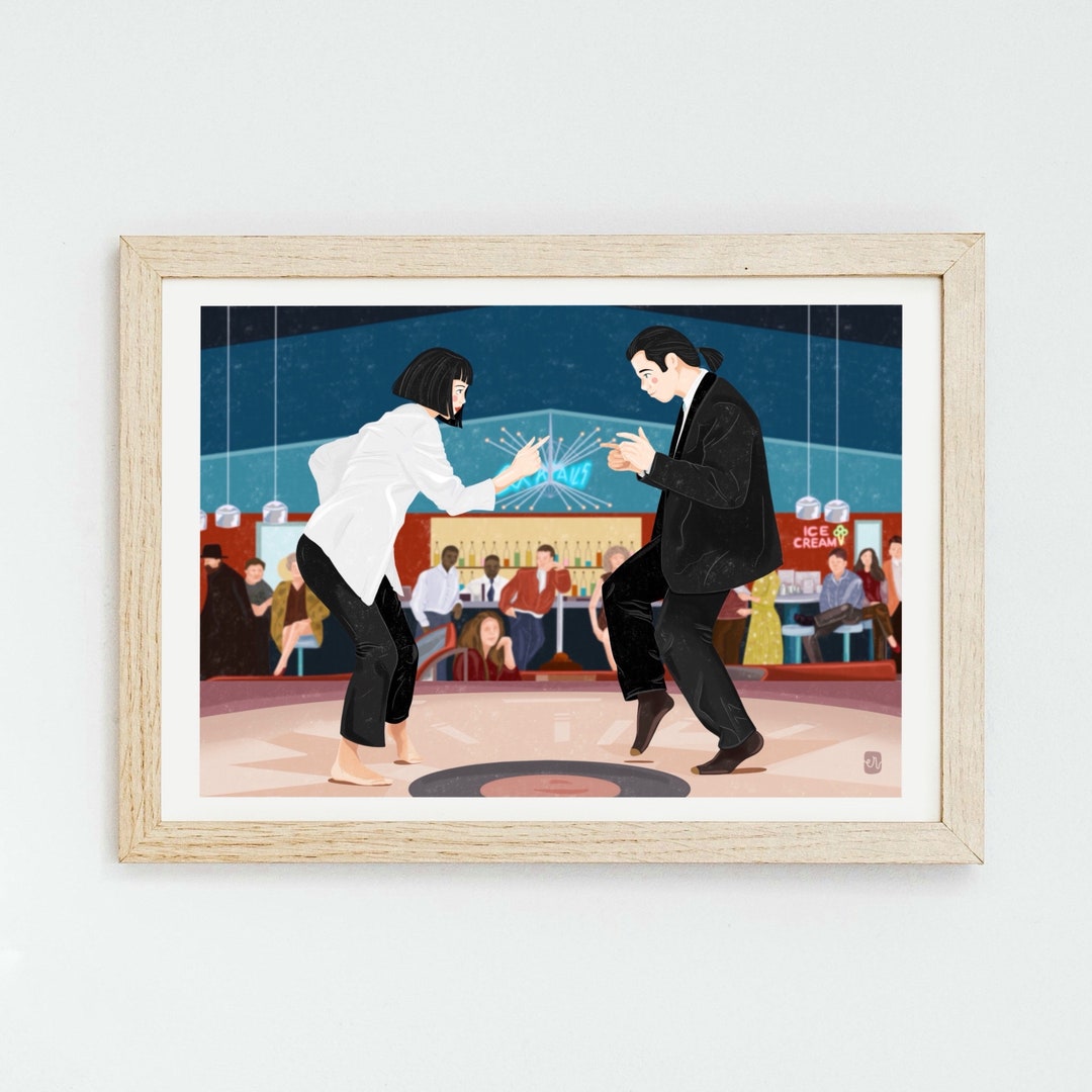 Pulp Fiction Movie Art Print Illustration Movie Scene Wall Art Pulp ...