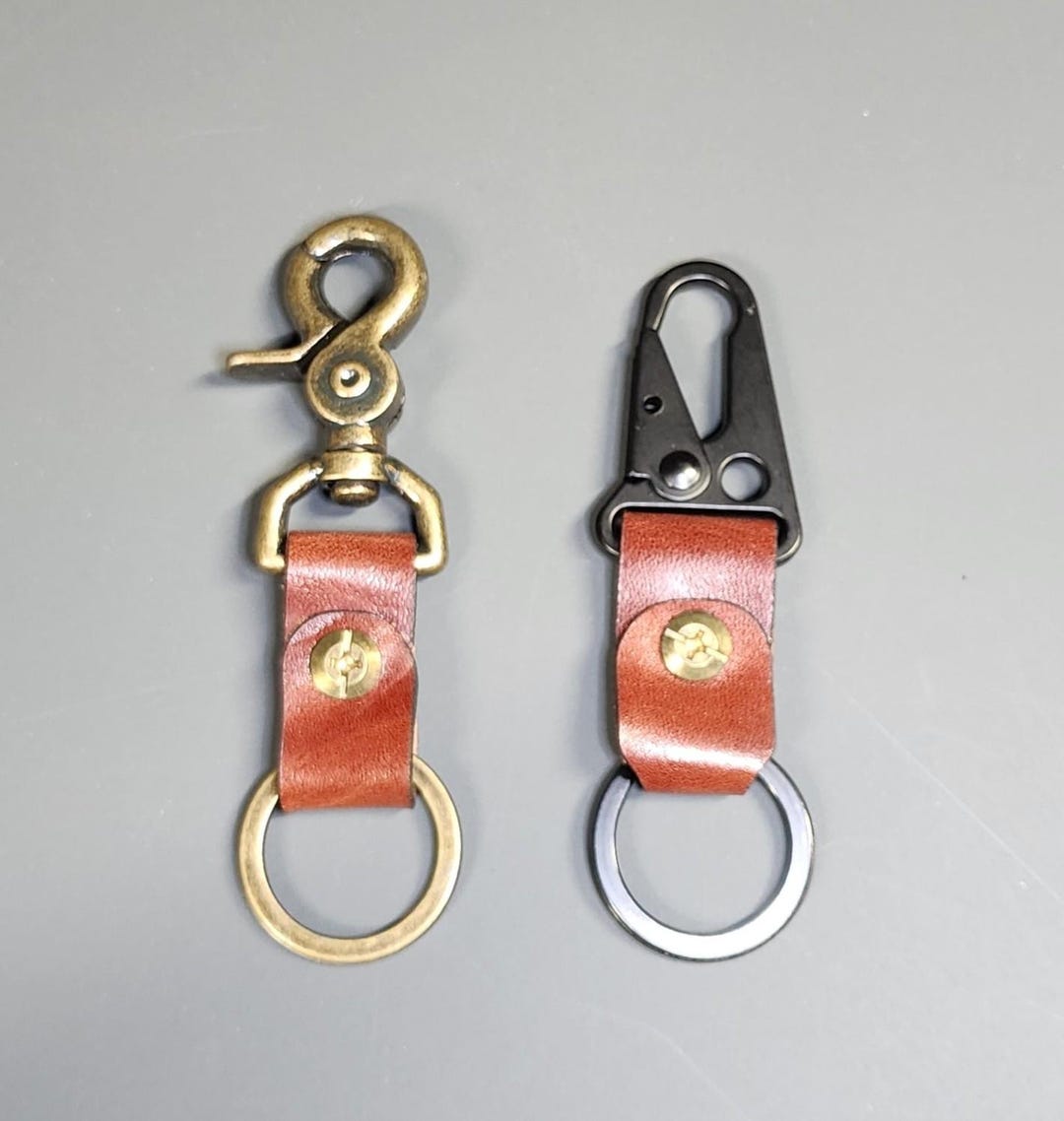 Leather Keychain With Belt Loop, Leather Tactical EDC Clip Fob Keychain ...