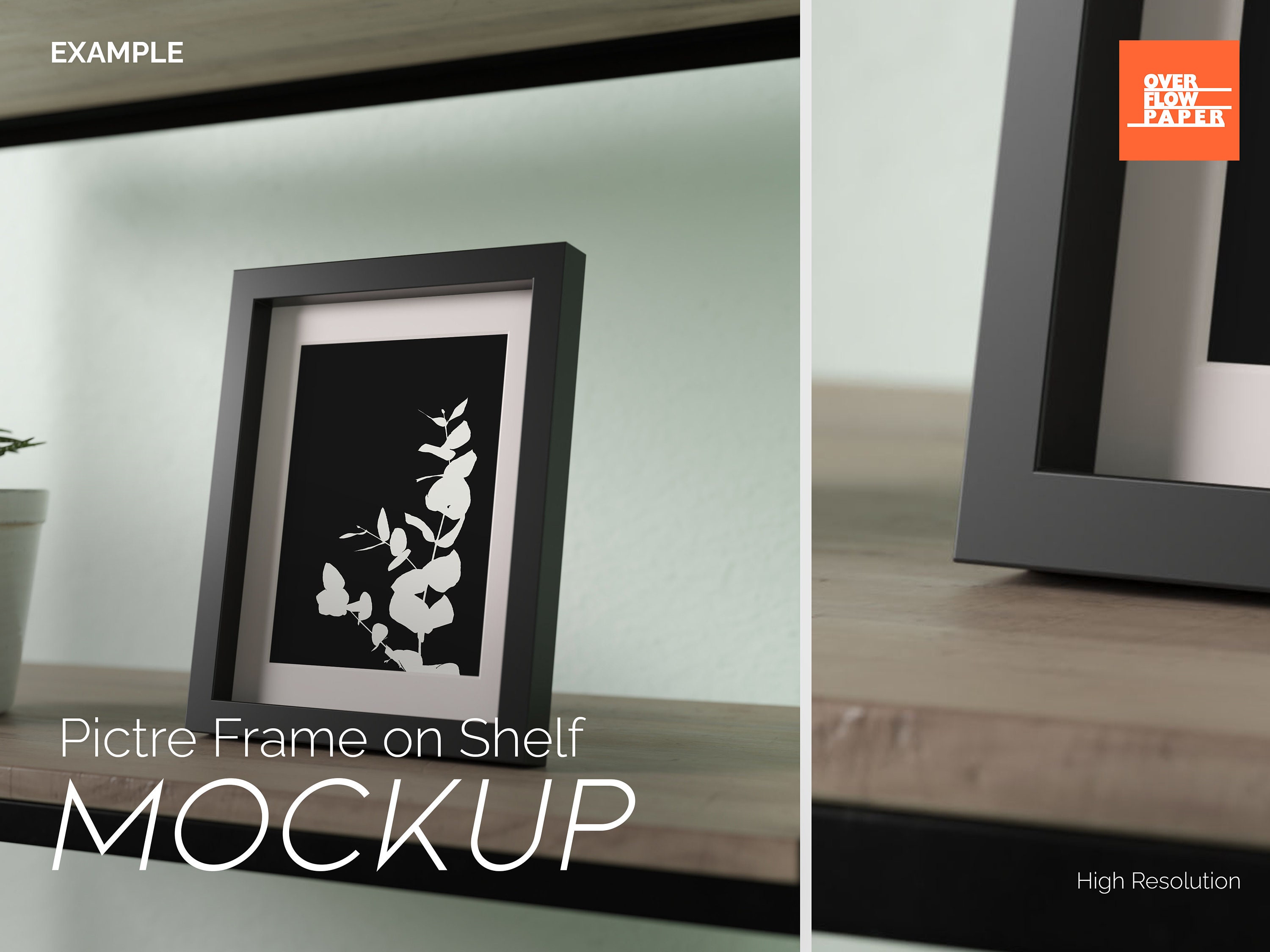 Picture Frame 6X4 Mockup 2 Set Bundle, Close Up, Black Poster Frame ...