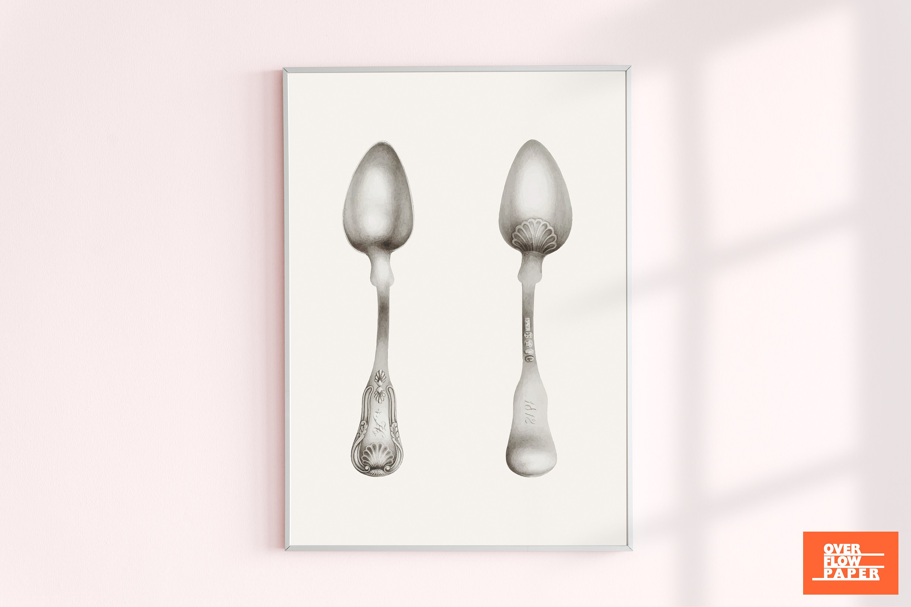 Vintage Silverware Spoon Sketch Poster Cutlery Wall Art Art Deco ...