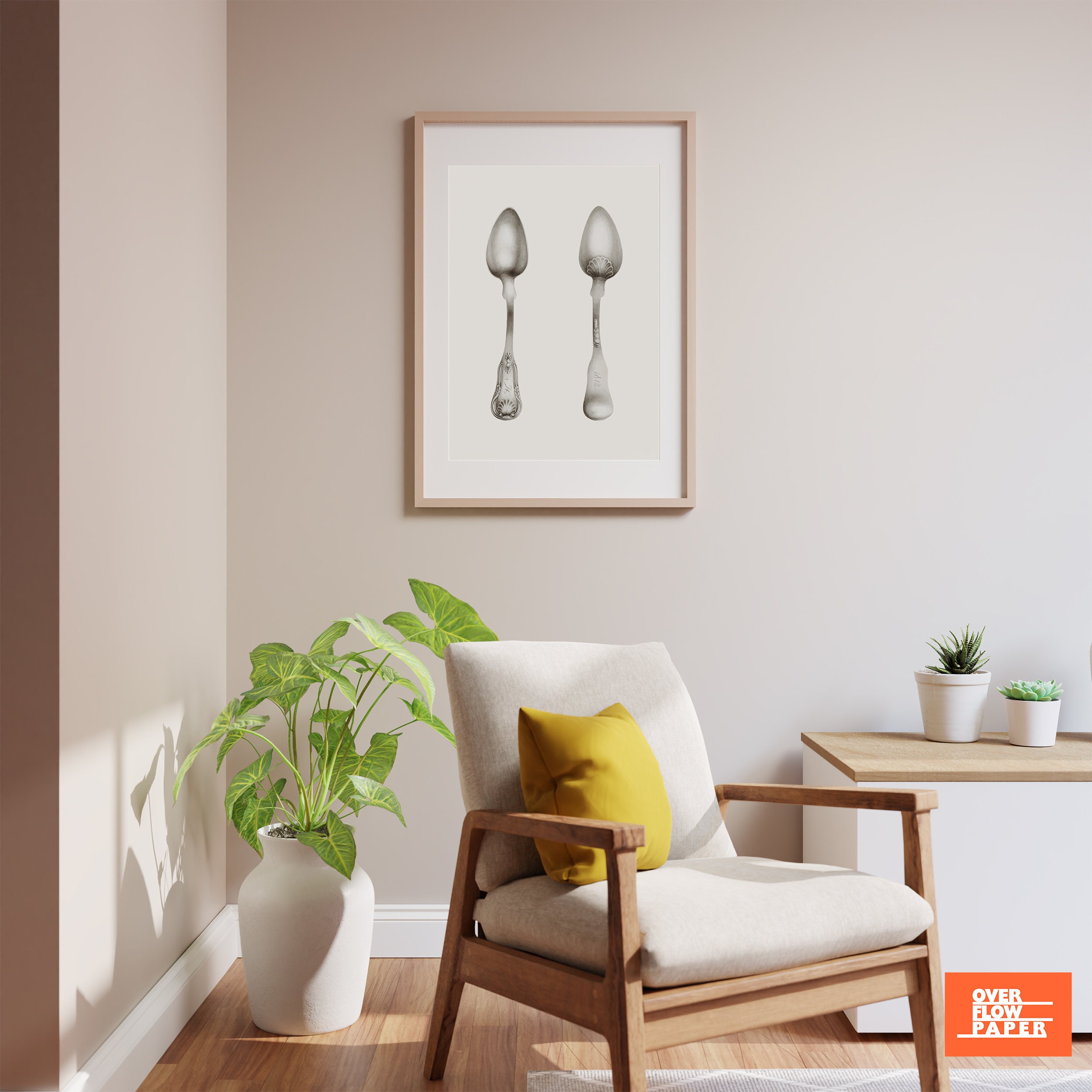 Vintage Silverware Spoon Sketch Poster Cutlery Wall Art Art Deco ...