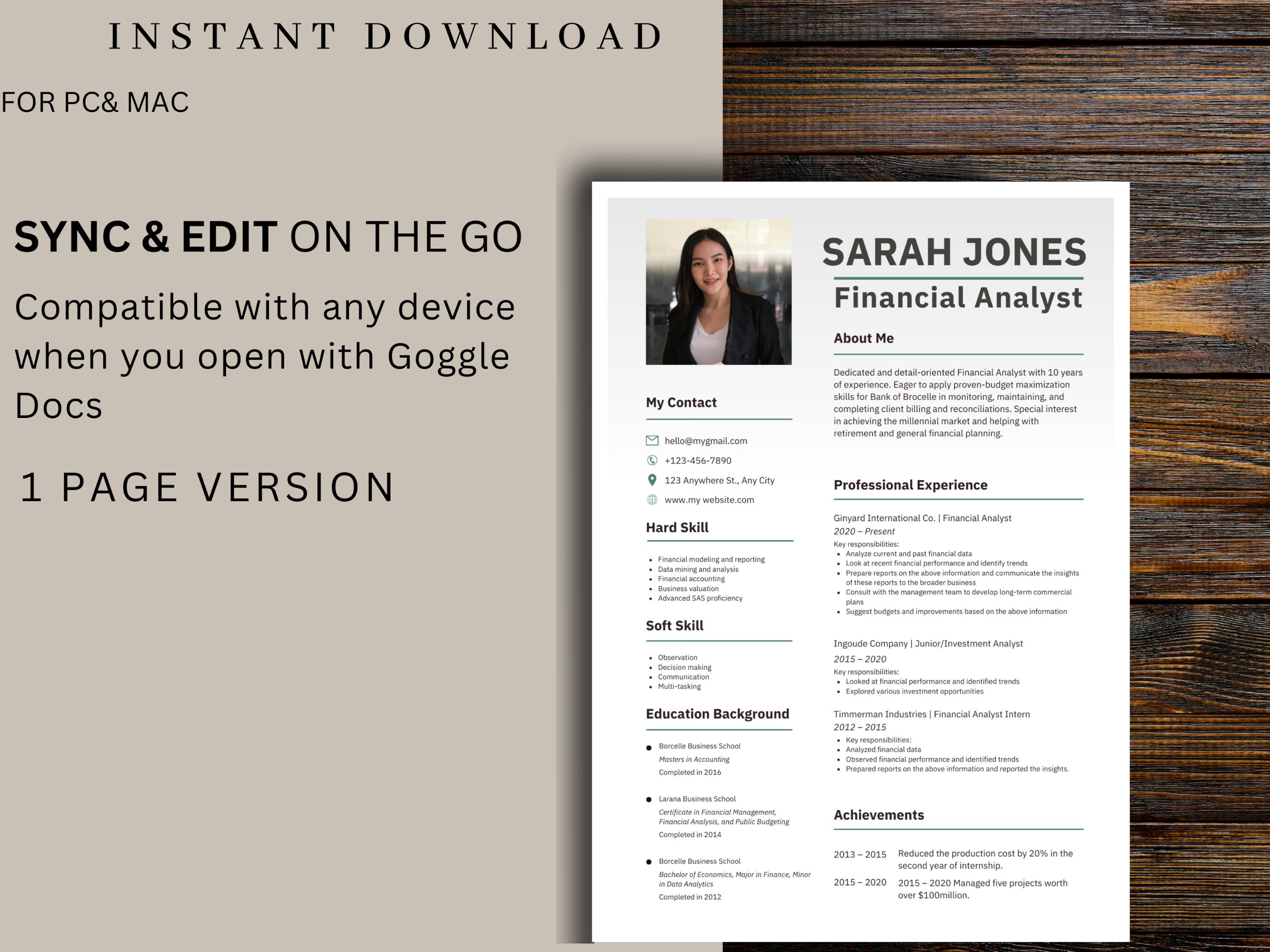 Best Professional Resume Template for Google Docs, Modern Resume ...