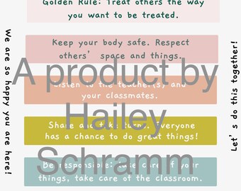 One Rule Classroom Expectations Poster Neutral Gradient - Etsy
