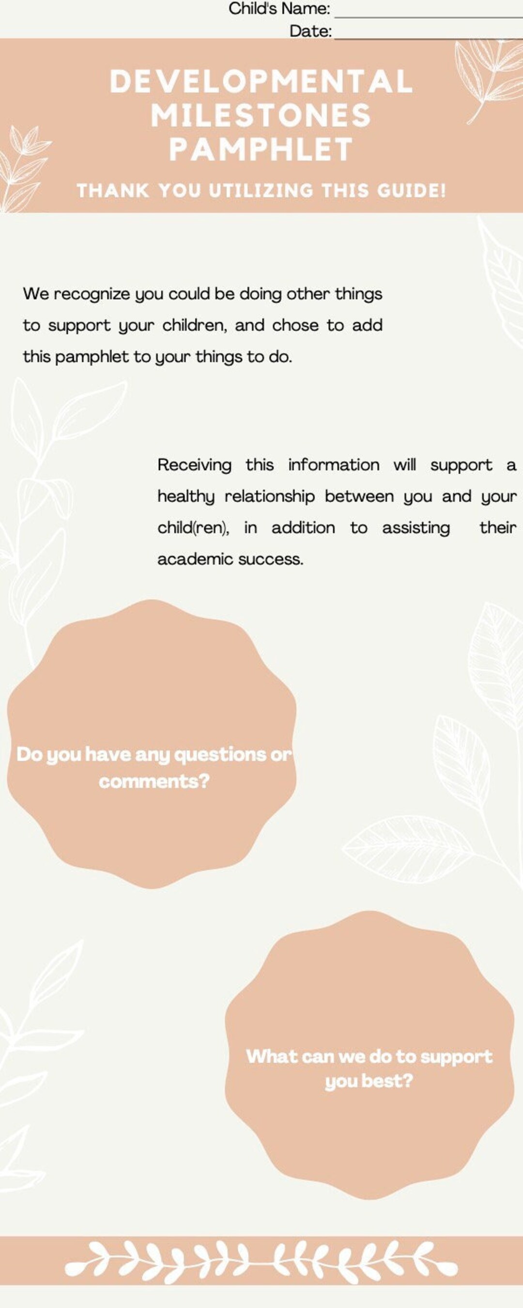 Developmental Milestones Infographic Pamphlet - Etsy