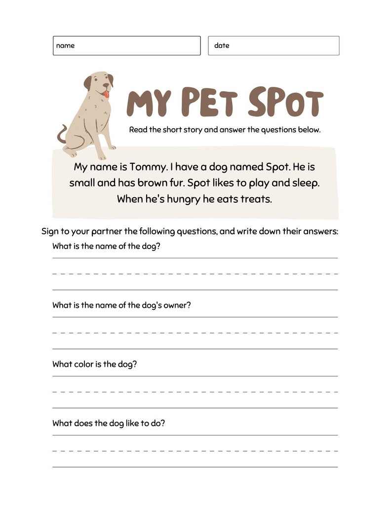 ASL Partner Activity Worksheet - Etsy