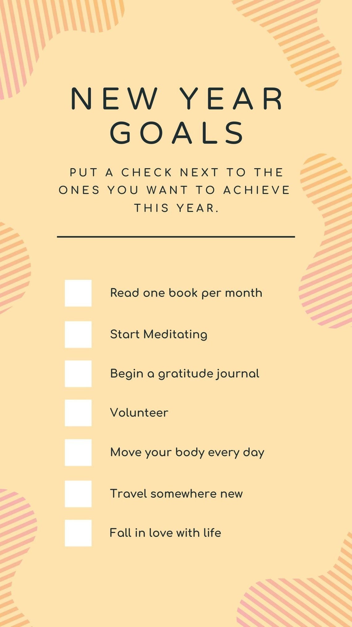 New Years Goal Checklist - Etsy